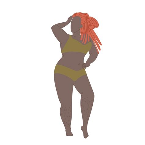 Premium Vector Body Positive Woman Posing Isolated On White Background