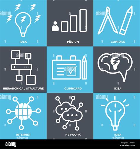 Set Of 9 Simple Editable Icons Such As Idea Network Internet Clipboard Hierarchical
