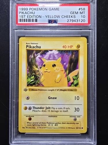 Psa 10 1st Edition Pikachu 58102 1999 Base Set Thick Stamp Pokemon