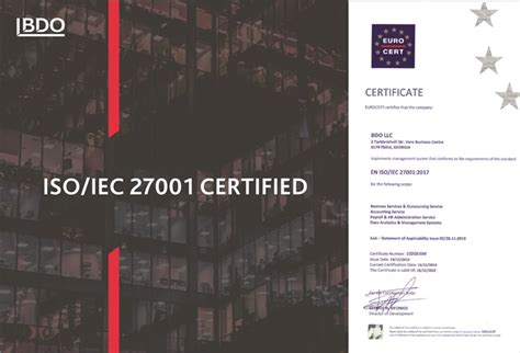 Bdo მ ინფორმაციული უსაფრთხოების საერთაშორისო სტანდარტის Iso Iec 27001