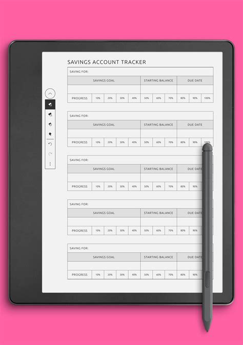 Savings Account Tracker Pdf Get Printable Or Digital Template For Remarkable Or Other Tablets