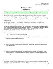 Week 1 Problem Set 2 Docx Week 1 Problem Set Introduction And Data Summaries Data Exploration