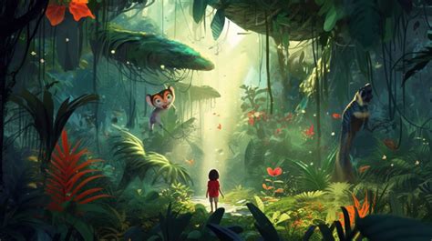 卡通小孩森林探险插画图片素材下载 格式 熊猫办公