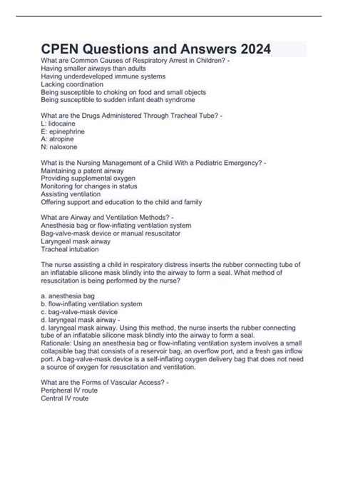Cpen Questions And Answers 2024 Nursing Stuvia Us
