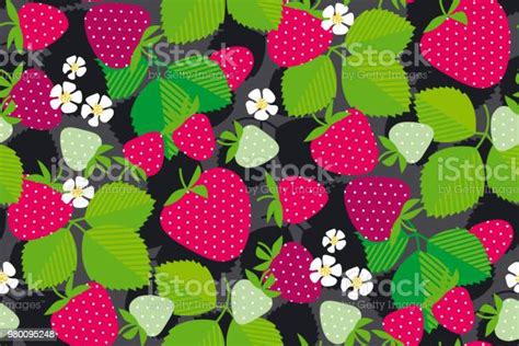 간단한 딸기 완벽 한 패턴입니다 소박한 스타일에 붉은 정원 열매 0명에 대한 스톡 벡터 아트 및 기타 이미지 0명 개념 과일 Istock