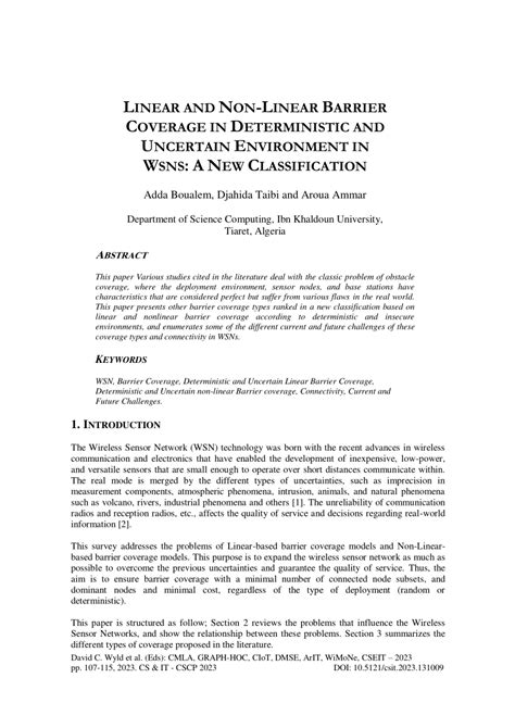 Pdf Linear And Non Linear Barrier Coverage In Deterministic And