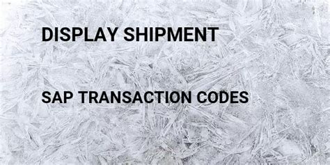 Display Shipment Tcode In SAP Transaction Codes List