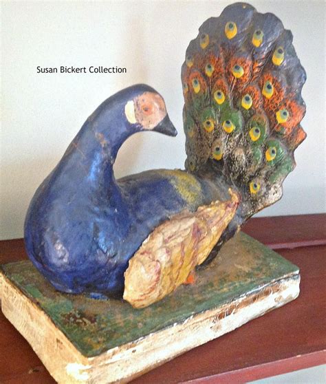 1860 German Peacock Papier Mâché Squeak Toy