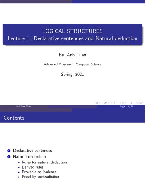 Logical Structures Lecture 1 Declarative Sentences And Natural