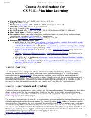 CS L Machine Learning Course Specification Pdf CS L Machine Learning Course