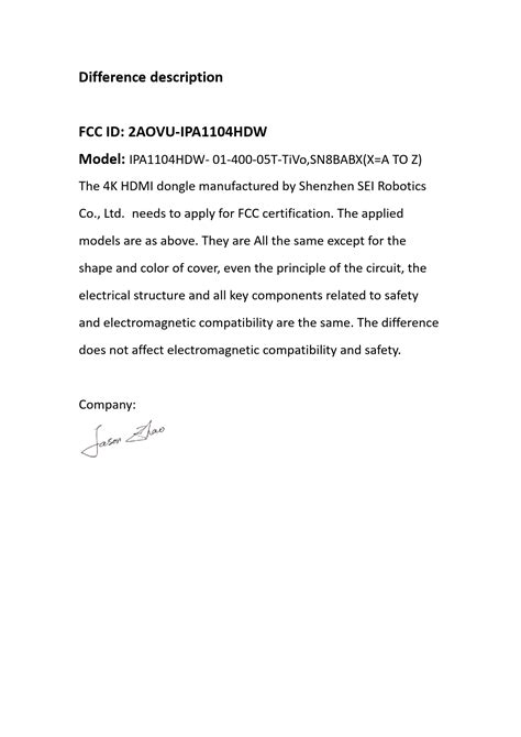 Shenzhen Sei Robotics Co Ltd Ipa1104hdw