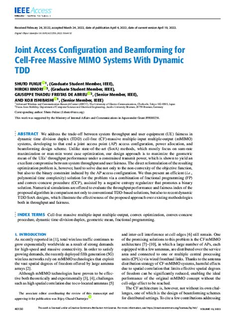 Pdf Joint Access Configuration And Beamforming For Cell Free Massive Mimo Systems With Dynamic