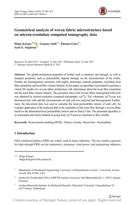 Geometrical Analysis Of Woven Fabric Microstructure Based On Micron