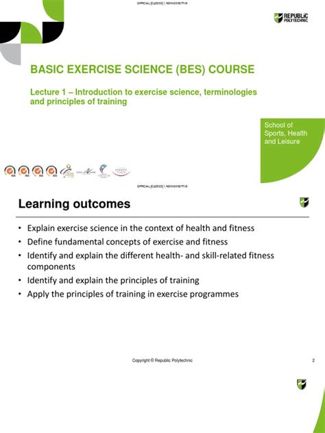 Bes Course Lecture 1 Introduction To Exercise Science Pdf Physical