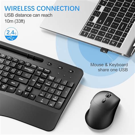 Wireless Keyboard And Mouse Ergonomic Combo Moojay 24g Rechargable