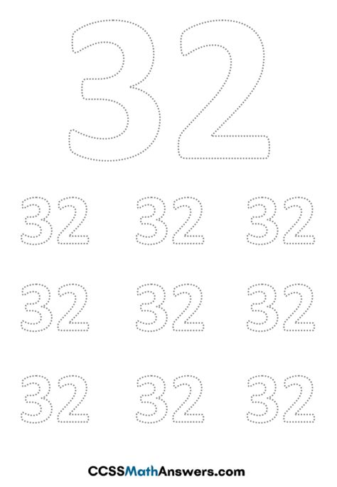 Worksheet On Number 32 Number 32 Tracing Counting Identification Activities For Kindergarten