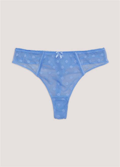 Ivory Rose Blue Dot High Waisted Thong Matalan