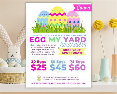 Editable Egg My Yard Flyer Printable Easter Fundraiser Flyer Editable