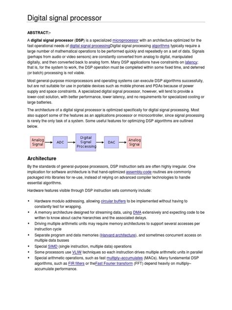 digital signal processor architecture pdf digital signal processor
