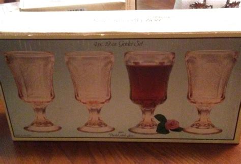 Vintage Pink Recollection Depression Glass Goblets Indiana Glass Madrid