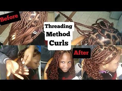 HOW TO DO PUSH UP CURLY ENDS BOX BRAIDS Push Up Threading Method How To Do Curls Curled Box