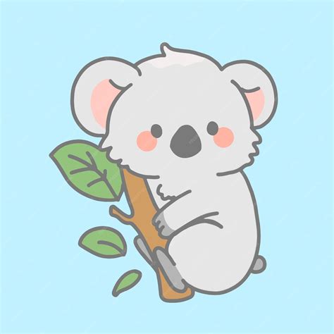 Kawaii Cute Vector Koala Cartoon Style Drawing Illustration Premium