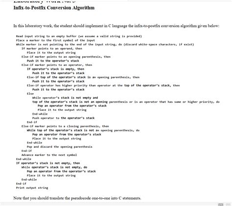 Solved VII Lunui Aviy Infix To Postfix Conversion Algorithm Chegg
