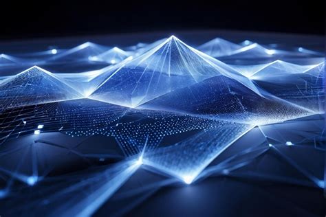 Futuristic Geometric Network With Glowing Particle Patterns Premium Ai Generated Image