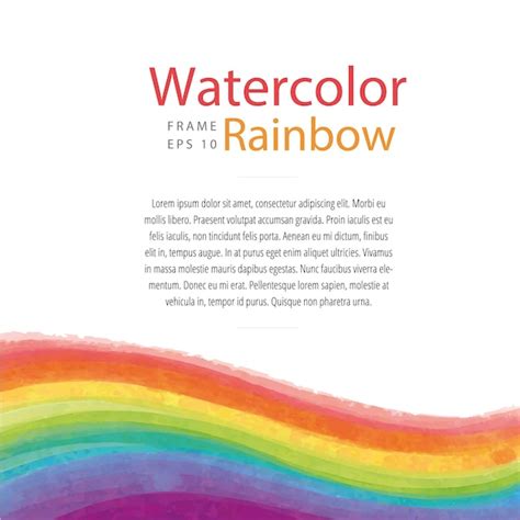 수채화 무지개 프레임 웨이브 프리미엄 벡터