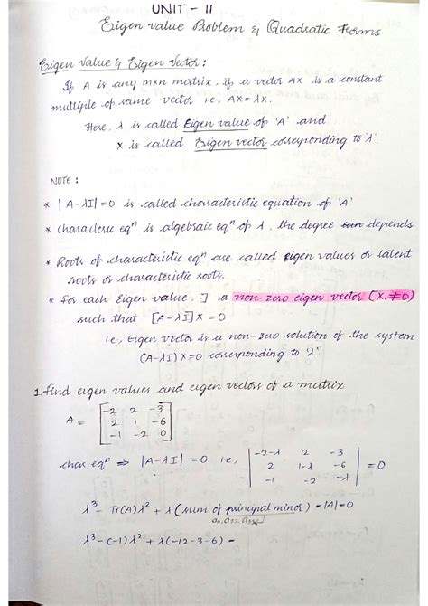 Solution Matrix Eigen Values And Eigen Vectors And Quadratic Forms