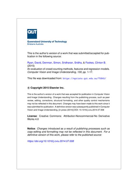 Pdf An Evaluation Of Crowd Counting Methods Features And Regression