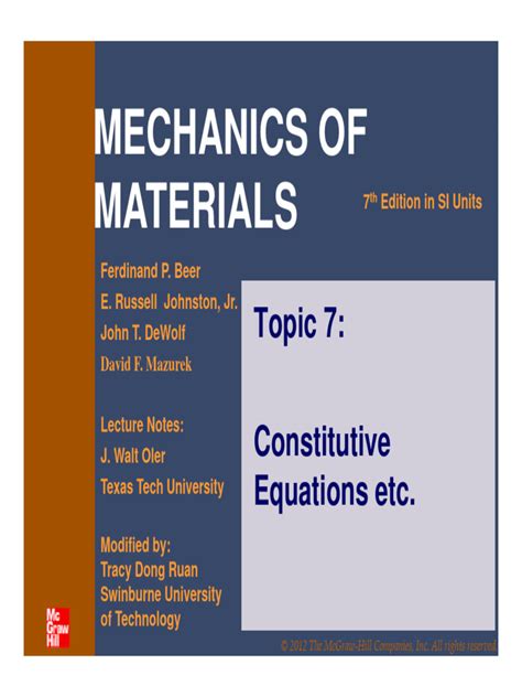 7 Constitutive Equations Pdf Deformation Engineering Strength Of Materials