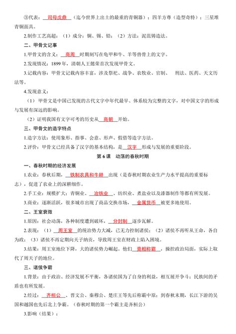 统编版历史七年级上册背记手册 21世纪教育网 统编版历史七年级上册背记手册 21世纪教育网
