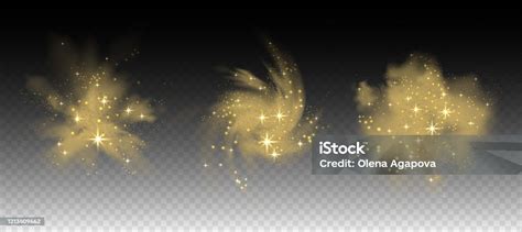 스타 더스트 구름 Swoosh 투명 한 배경에 별과 먼지 입자와 반짝이 분말 스프레이 현실적인 벡터 그림 가루로 빻은에 대한