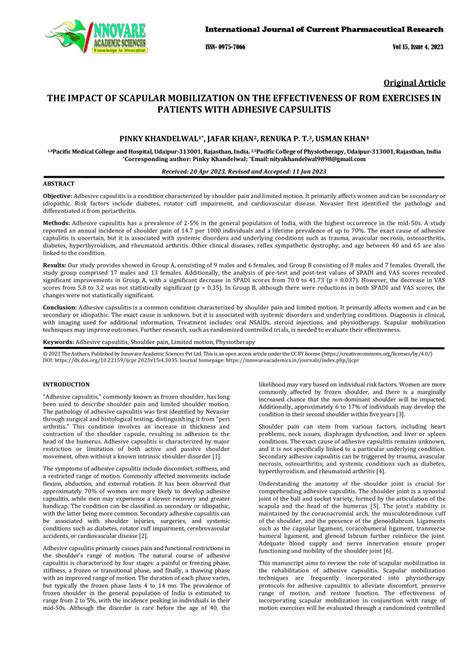 Pdf The Impact Of Scapular Mobilization On The Effectiveness Of Rom Exercises In Patients With