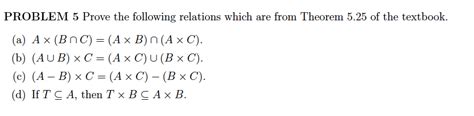 Solved PROBLEM 5 Prove The Following Relations Which Are Chegg Com