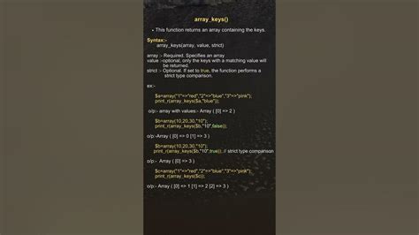 Arraykeys Function In Php Shorts Youtube