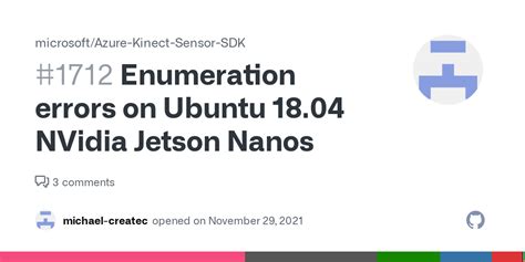 Enumeration Errors On Ubuntu Nvidia Jetson Nanos Issue Microsoft Azure Kinect