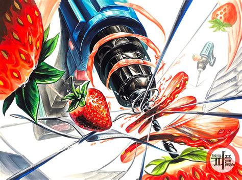 수원피플미술학원 On Instagram 학생 평소작👨‍🎨 딸기 전동드릴 마스크 현실적인 그림 그림 영감 그림