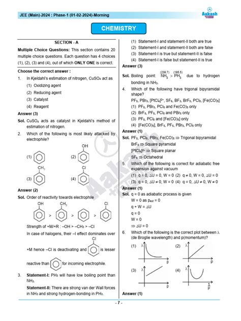 Jee Sample Paper Allen 3 Pdf Base Pair Chirality Chemistry