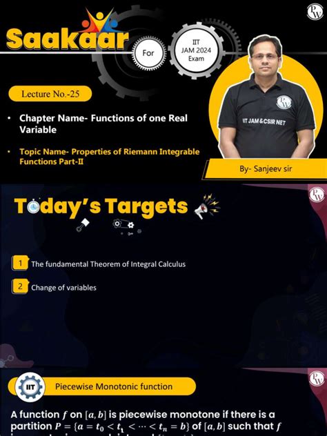 Functions Of One Real Variable 25 Class Notes Saakaar Batch For Iit