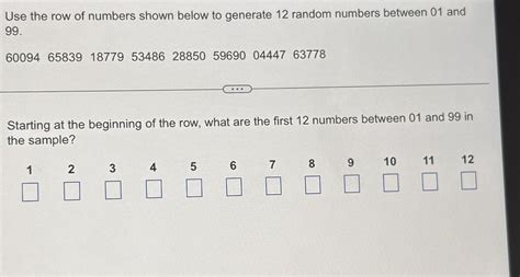 Solved Use The Row Of Numbers Shown Below To Generate 12