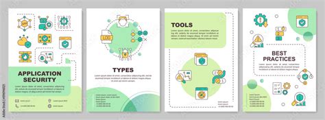 Software Security Types Green Circle Brochure Template Leaflet Design With Linear Icons
