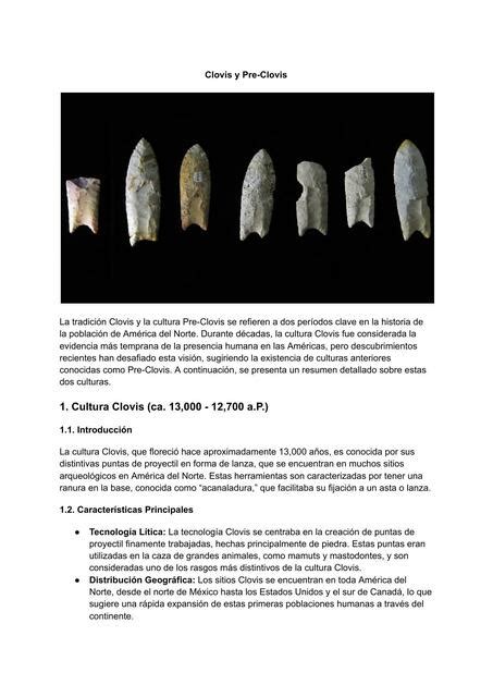 Clovis Y Pre Clovis Yo Arqueo Udocz