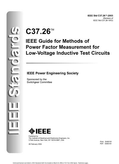 IEEE Std C IEEE Guide For Methods Of Power Factor Measurement For Low Voltage