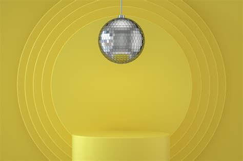 빈 연단 받침대 쇼케이스 노란색 배경에 디스코 볼 제품 스탠드 0명에 대한 스톡 사진 및 기타 이미지 0명 3차원 형태 강단 Istock
