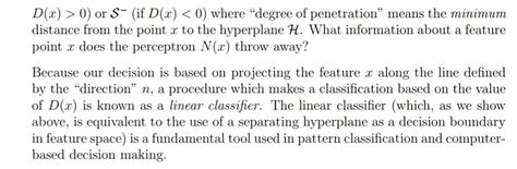 3 The Perceptron Linear Classifiers Separating Chegg Com