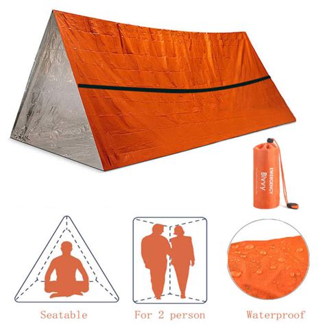 2 Person Emergency Shelter Bivy Survival Tent Kit Mylar Tube Tent