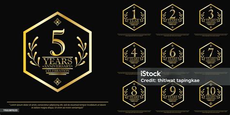 1 10 각형 프레임 엘 레 강 스 황금 기념일 축 하 헝겊 세트 웹 게임 크리에이 티브 포스터 소책자 전단지 전단지 잡지 인사말 및 초대장 카드에 대 한 기념일 로고