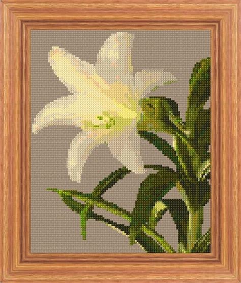 White Lily Cross Stitch Pattern Pdf Pattern Digital Download Counted Cross Stitch Lily